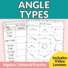 Types of Angles Notes and Worksheets for Geometry Review | 8th - 10th ...
