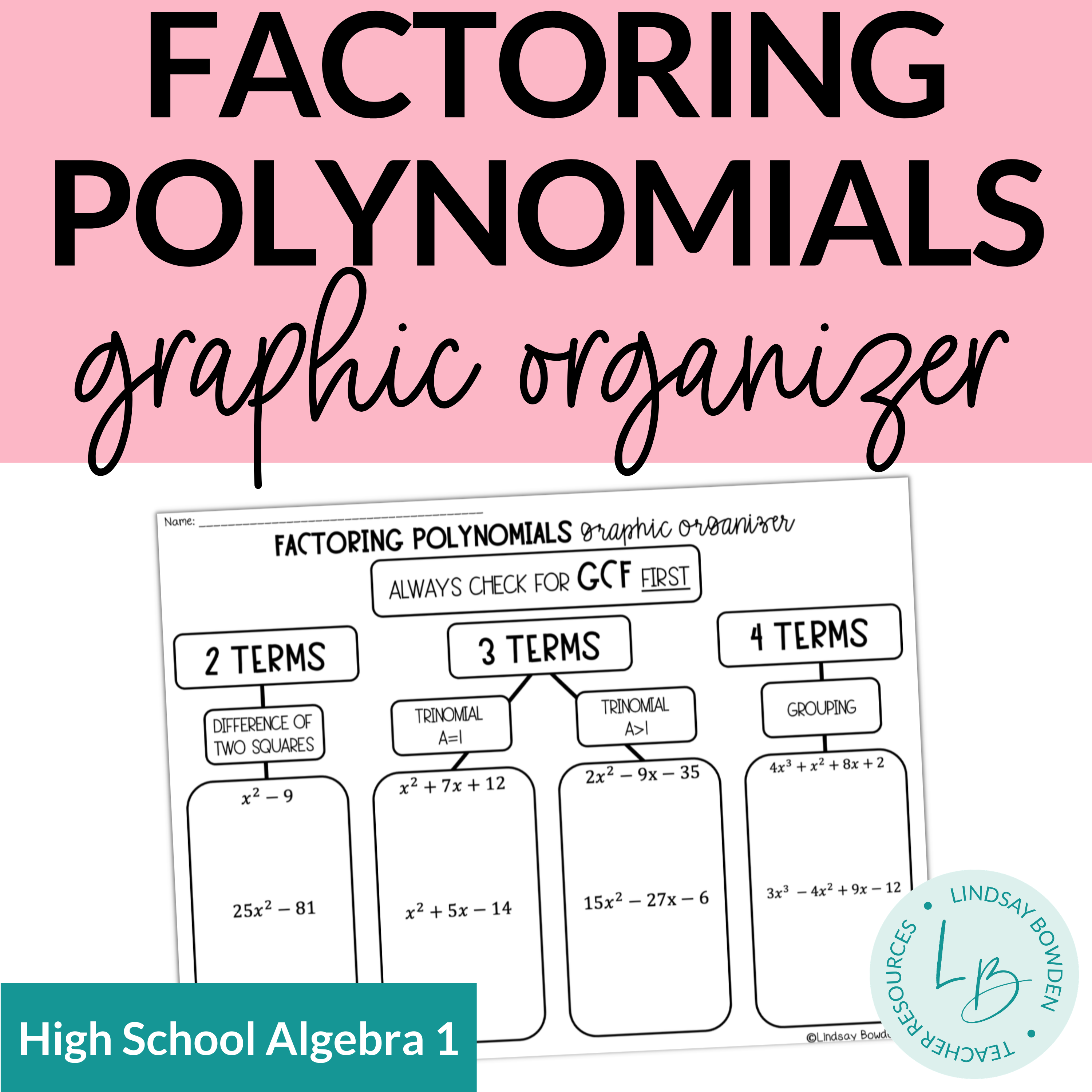 Factoring Polynomials Graphic Organizer Lindsay Bowden Factoring Polynomials Graphic Organizer Lindsay Bowden