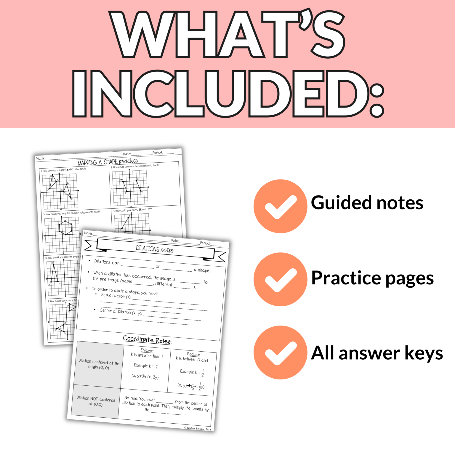 Geometric Transformations Guided Notes and Worksheets for High School ...