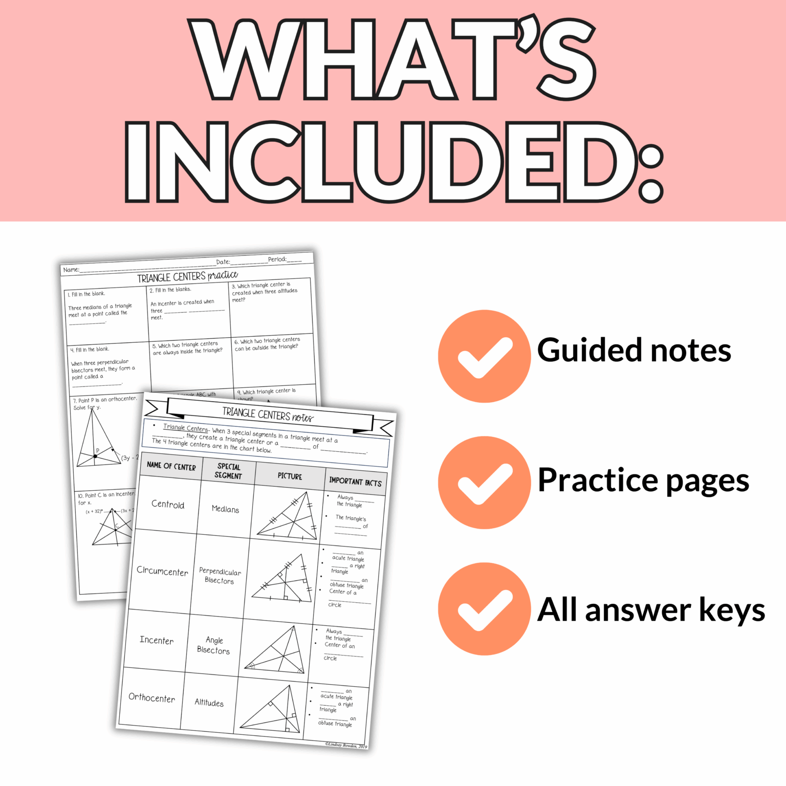 Triangle Centers Notes and Worksheets for 9th - 11th Grade Geometry ...