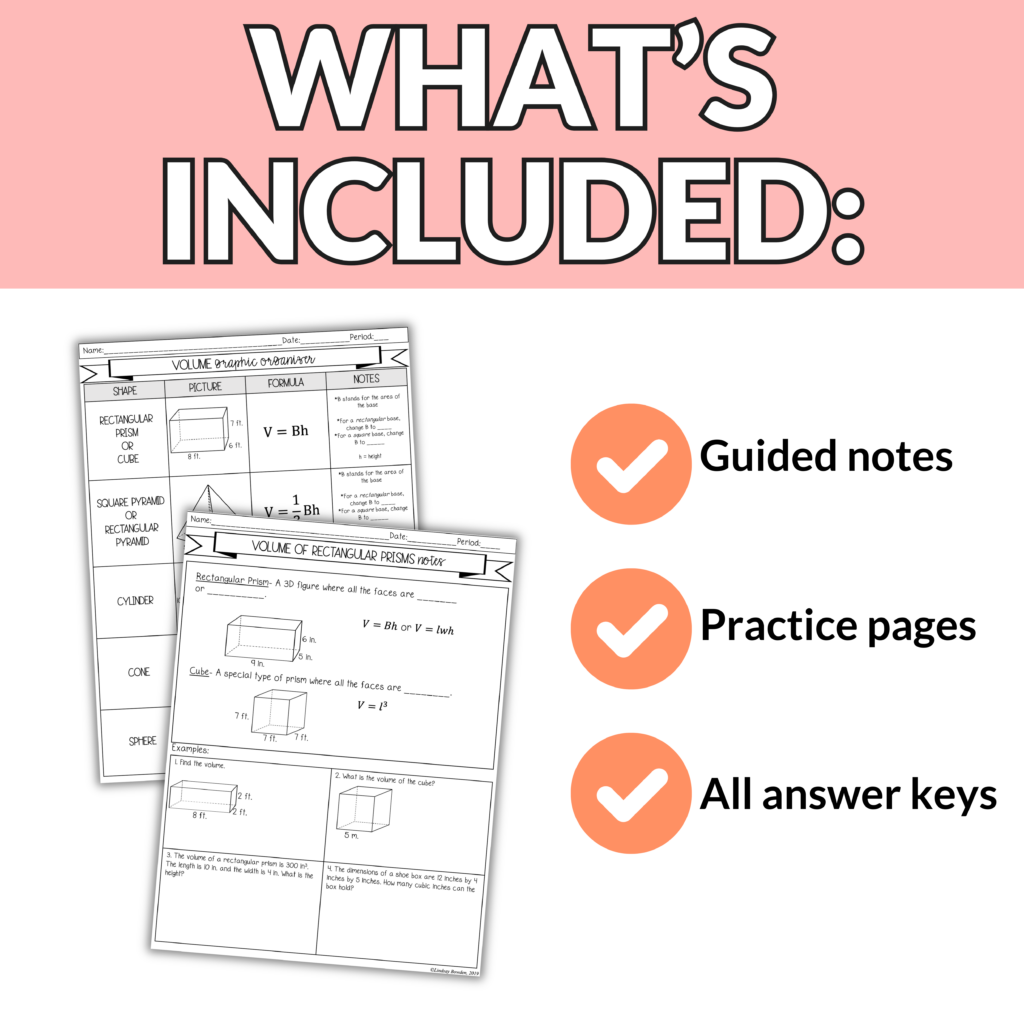 Volume and Cavalieri’s Principle Notes and Worksheets for 9th - 11th ...
