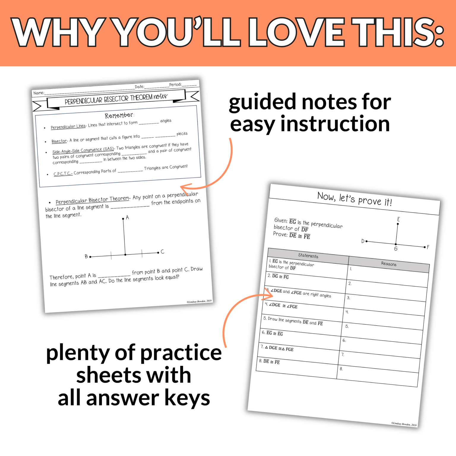 Perpendicular Bisector Theorem Notes and Worksheets for 9th – 11th ...