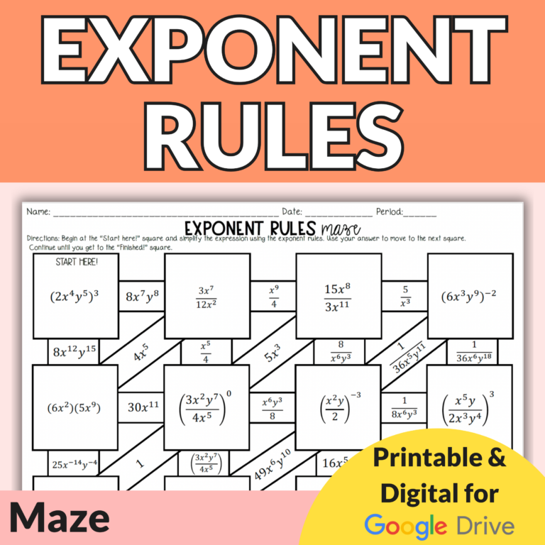 Exponent Rules Maze - Lindsay Bowden