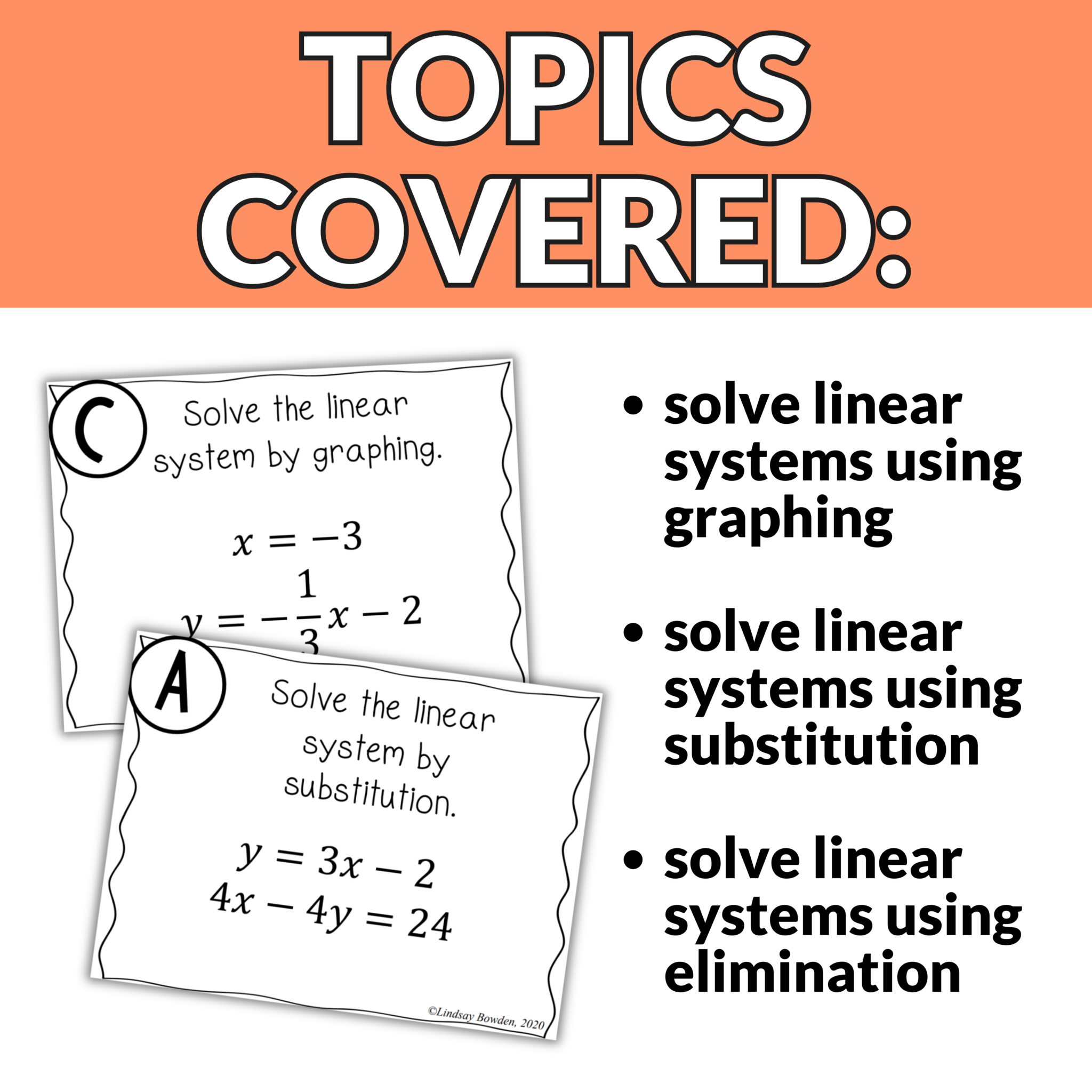 Linear Systems Task Cards - Lindsay Bowden