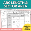 Arc Length and Sector Area Notes and Worksheets for 9th – 11th Grade ...