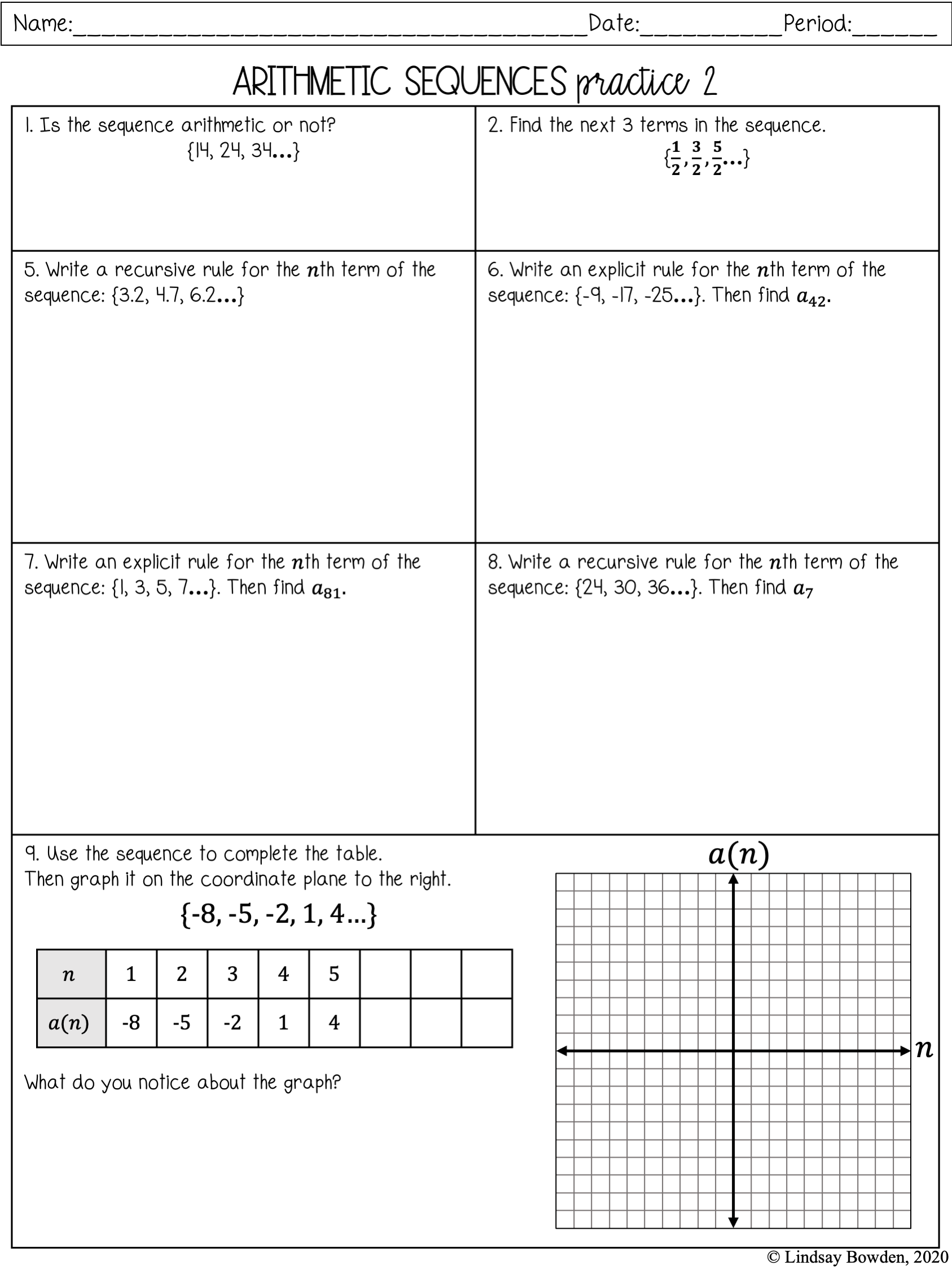 43 Arithmetic Sequence Word Problems Worksheet Worksheet Resource