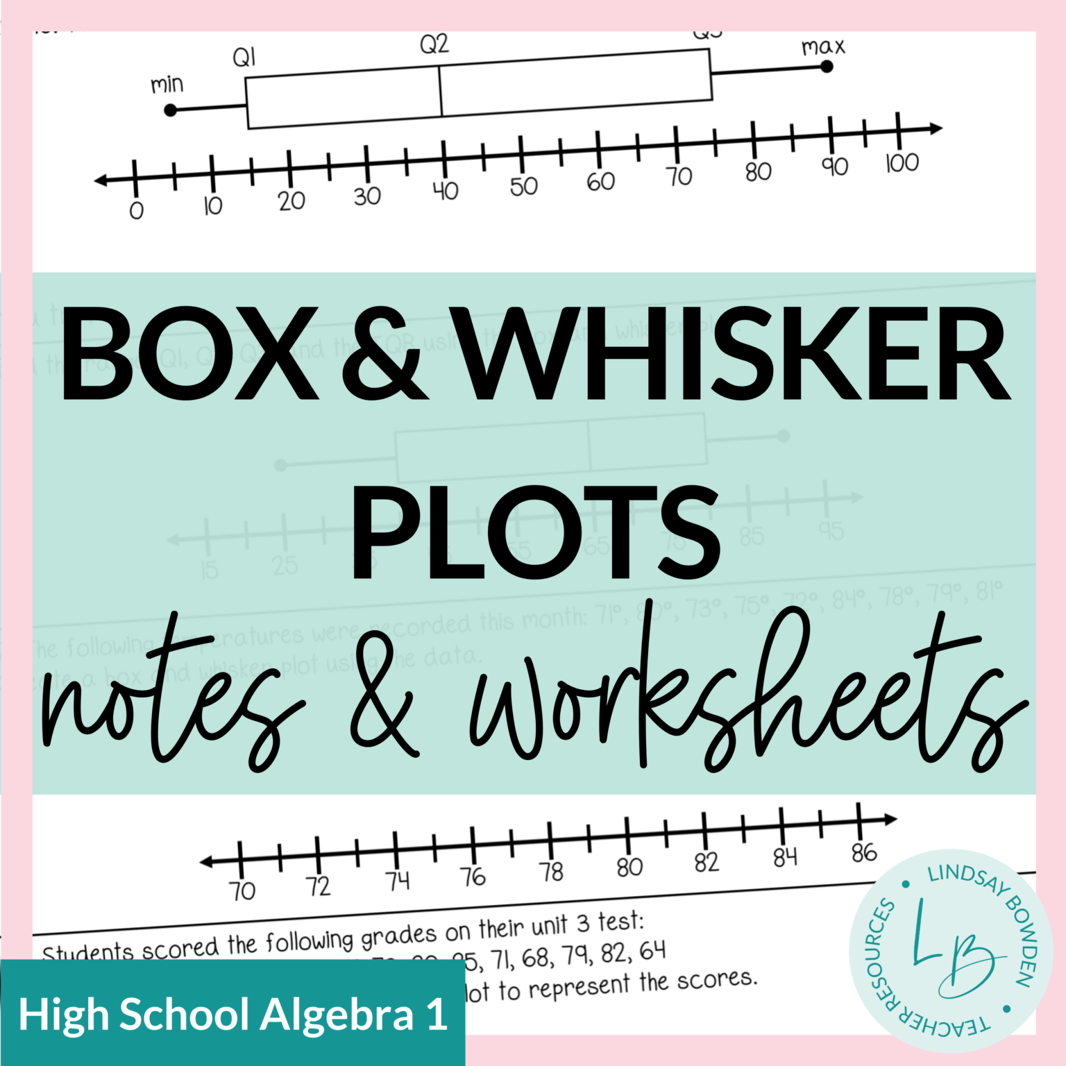 Box and Whisker Plots Notes and Worksheets - Lindsay Bowden