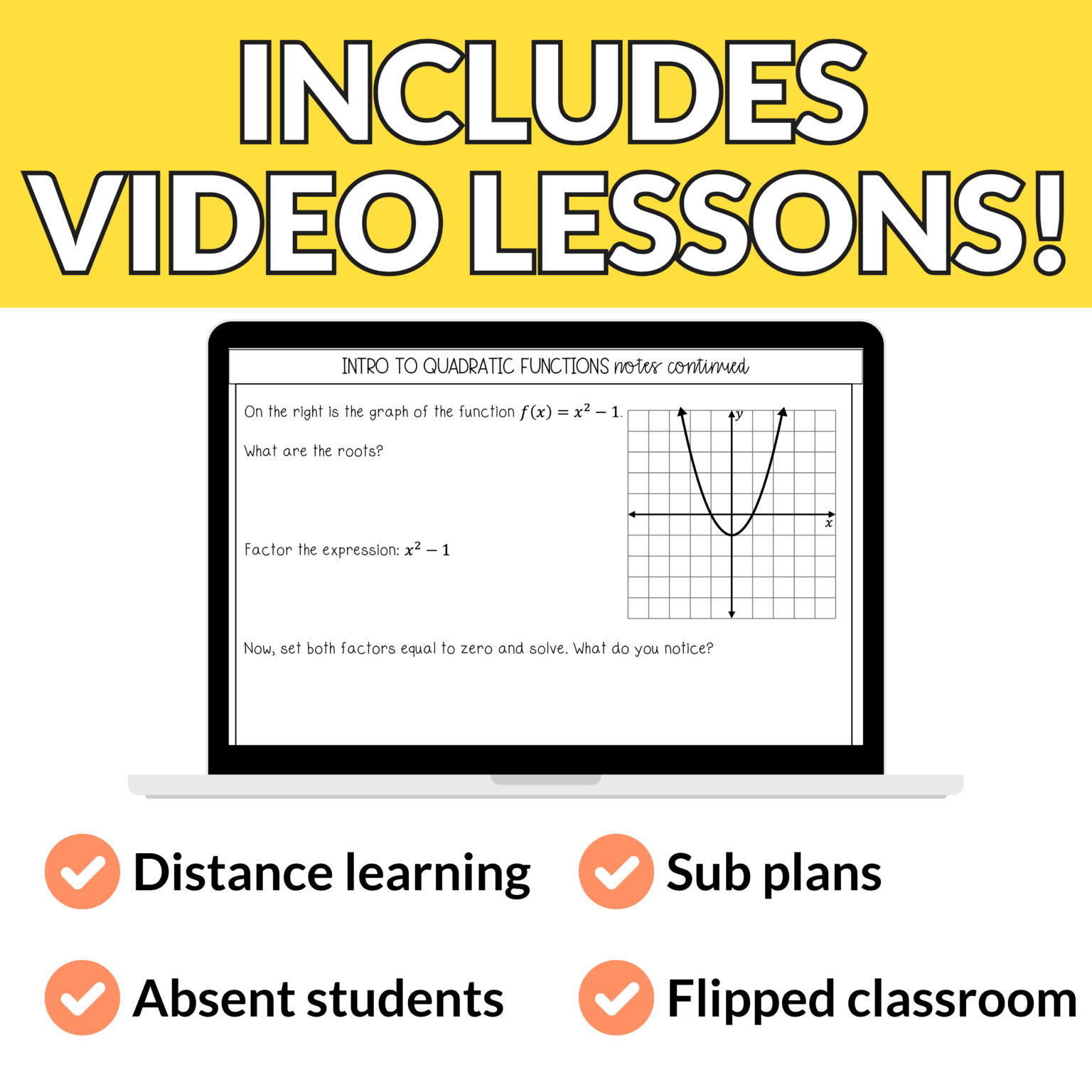 Solving Quadratics by Any Method Notes and Worksheets Algebra 1 ...