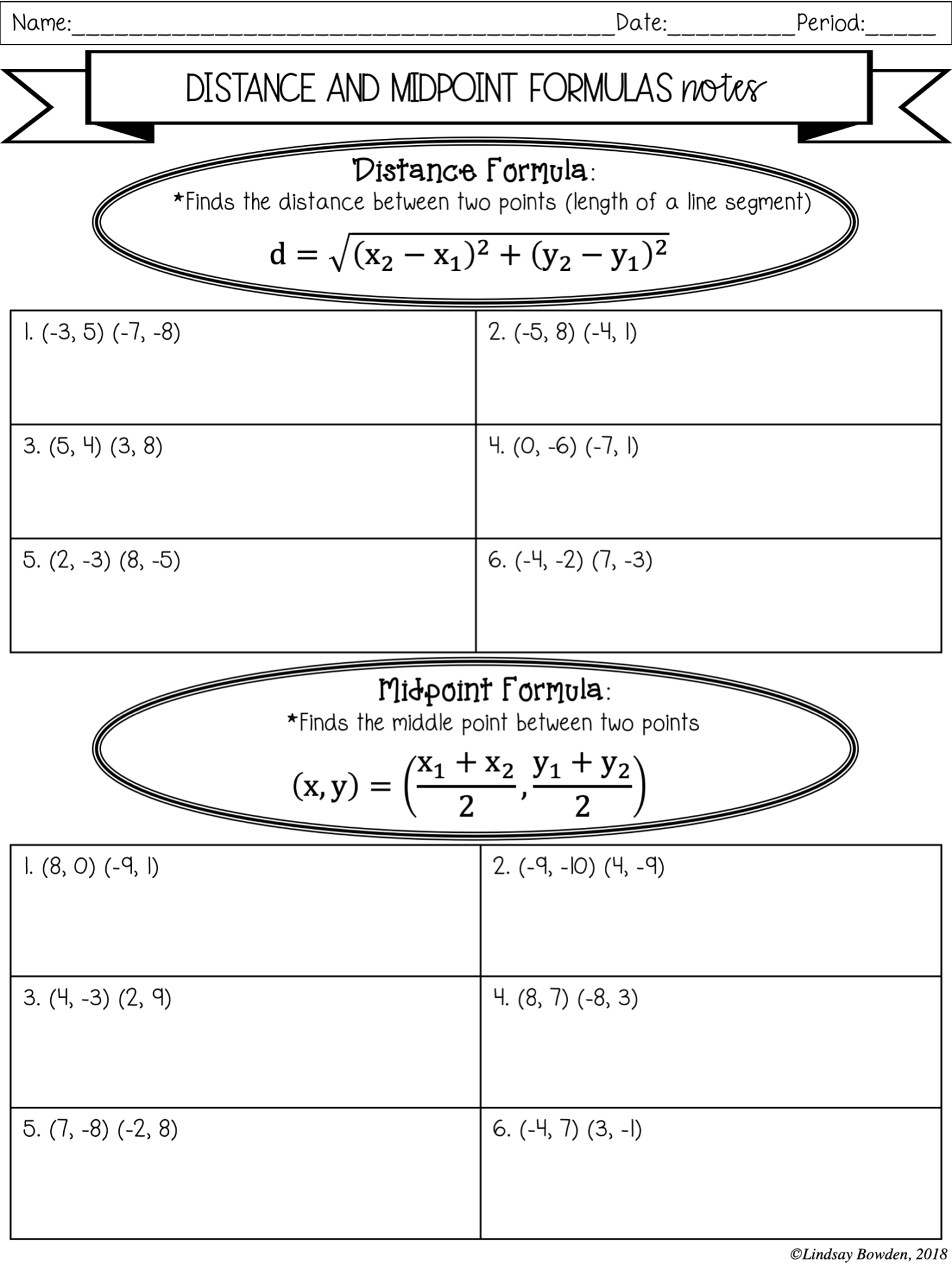Coordinate Geometry Notes and Worksheets - Lindsay Bowden