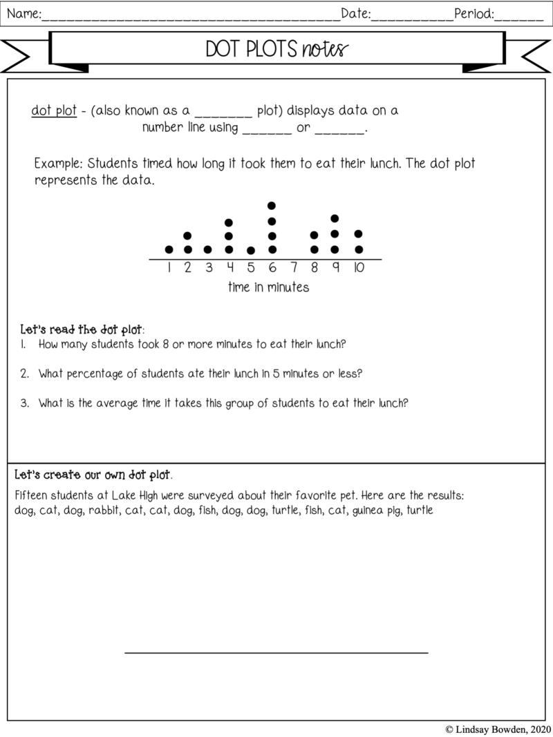 Dot Plots Notes And Worksheets Lindsay Bowden Dot Plots Notes And Worksheets Lindsay Bowden