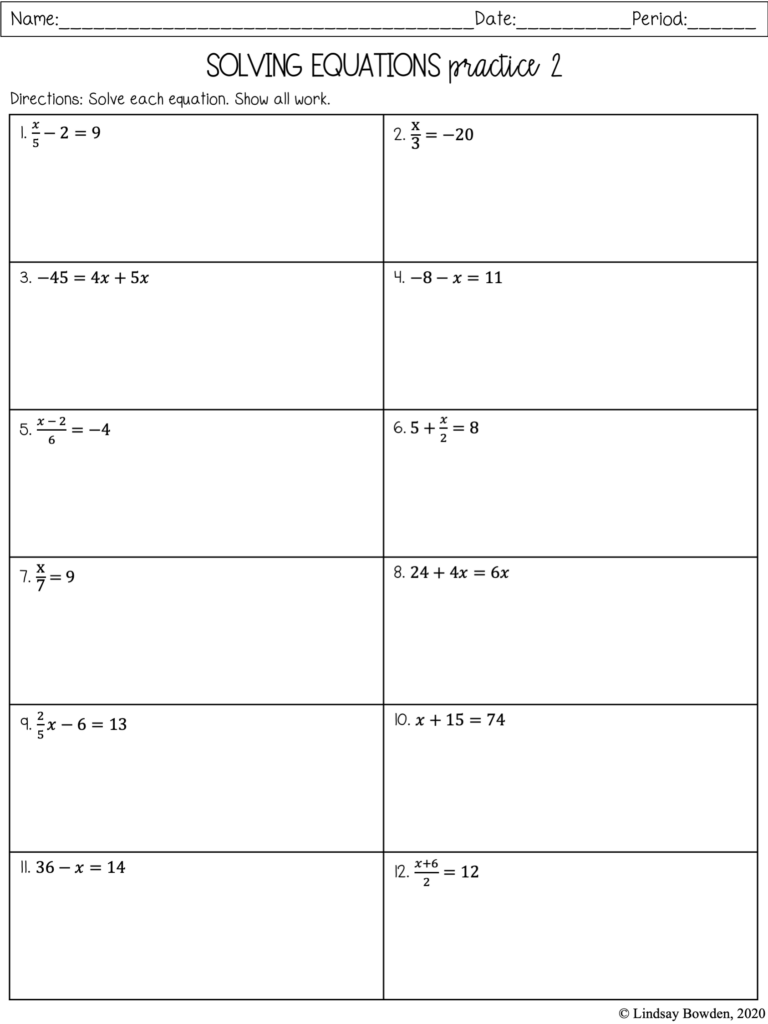 Solving One And Two Step Equations Lindsay Bowden