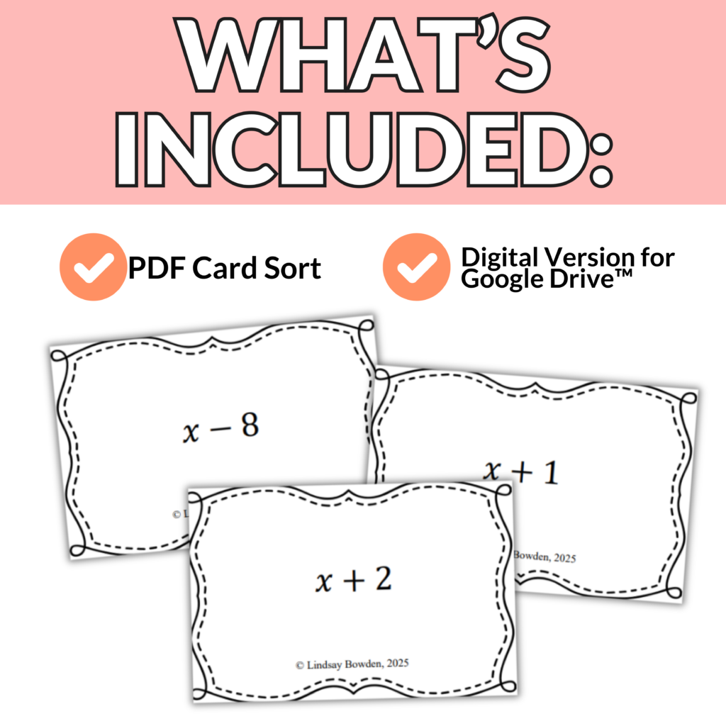 Factoring Trinomials Card Sort and Drag & Drop Activity - Lindsay Bowden