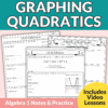 Graphing Quadratics in Standard and Vertex Form Notes and Worksheets ...