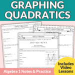 Graphing Quadratics in Standard and Vertex Form Notes and Worksheets ...