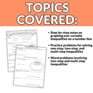 Solving and Graphing Inequalities with One Variable Notes & Worksheets ...