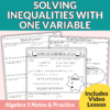 Solving and Graphing Inequalities with One Variable Notes & Worksheets ...