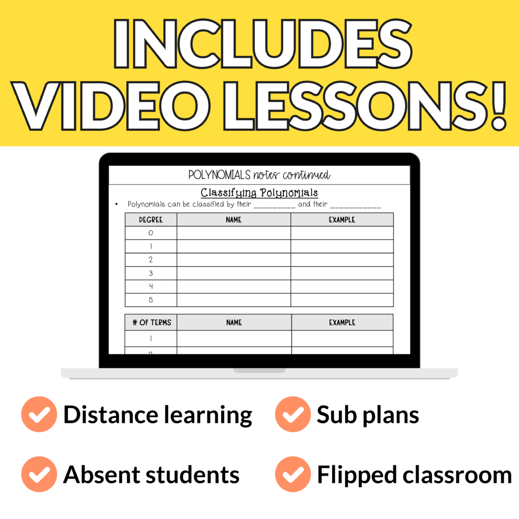 Intro to Adding and Subtracting Polynomials Notes and Worksheets for ...
