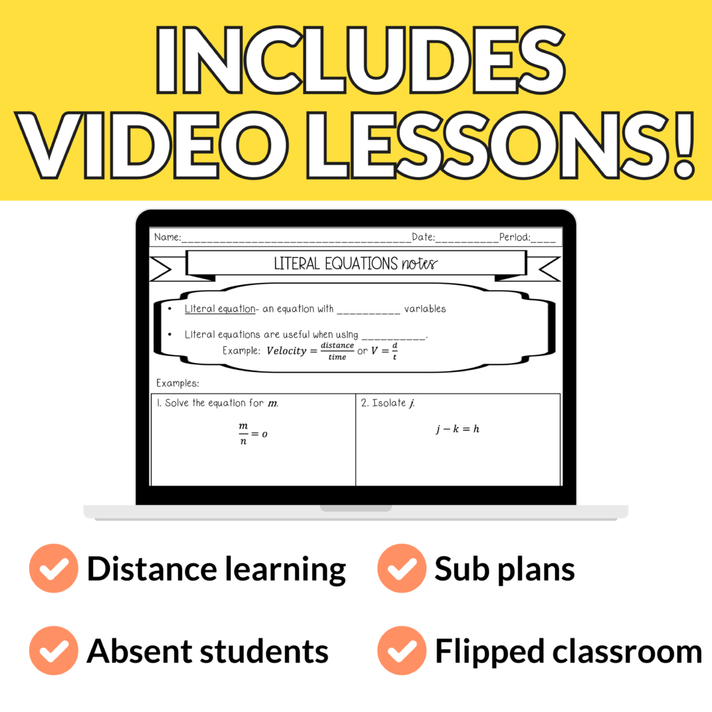 Rearranging Formulas and Literal Equations Notes and Worksheets Algebra ...
