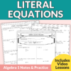 Rearranging Formulas and Literal Equations Notes and Worksheets Algebra ...