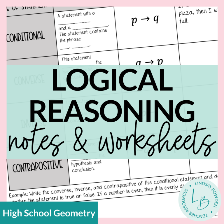 Logical Reasoning Notes and Worksheets - Lindsay Bowden
