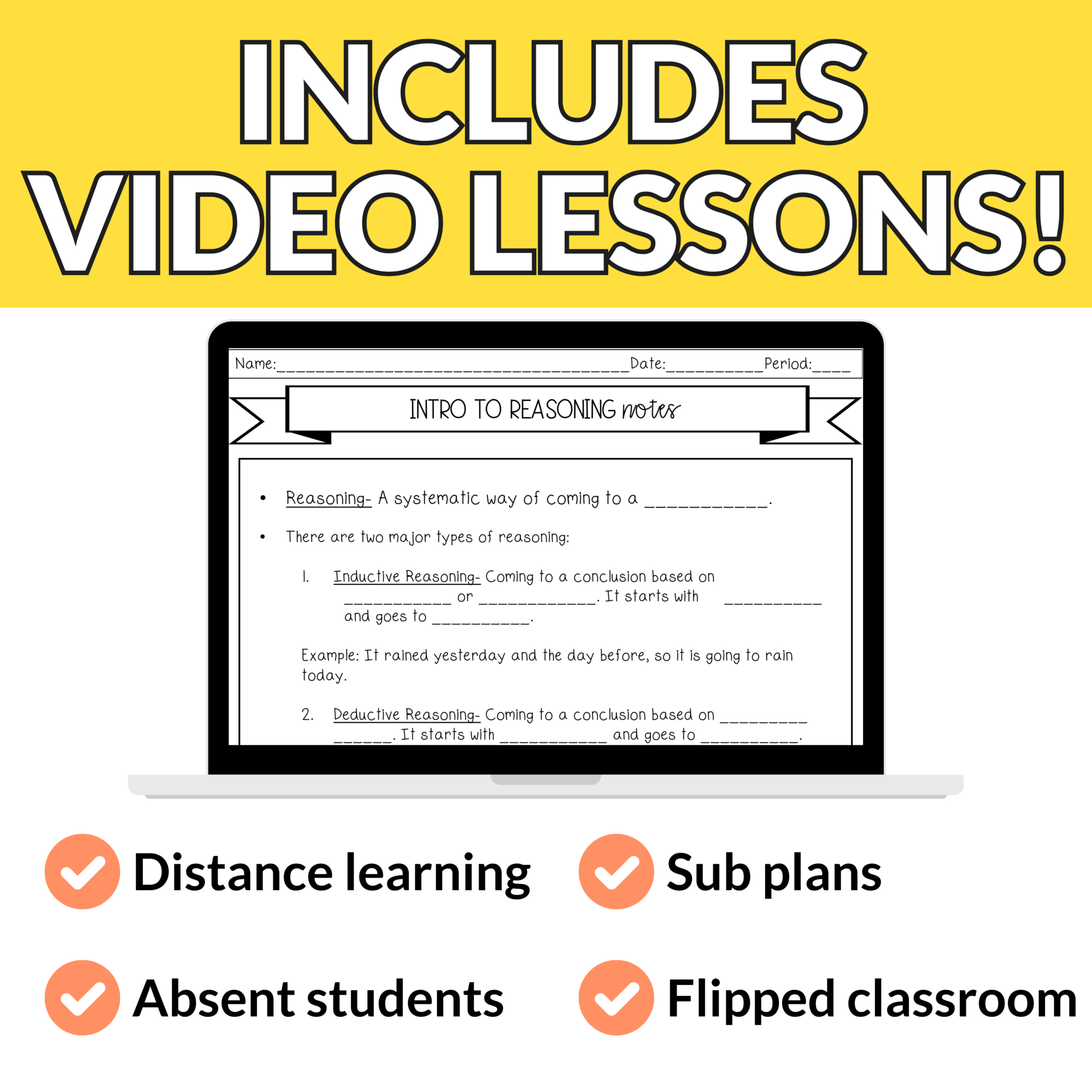 Logical Reasoning Guided Notes and Worksheets for 9th – 11th Grade ...