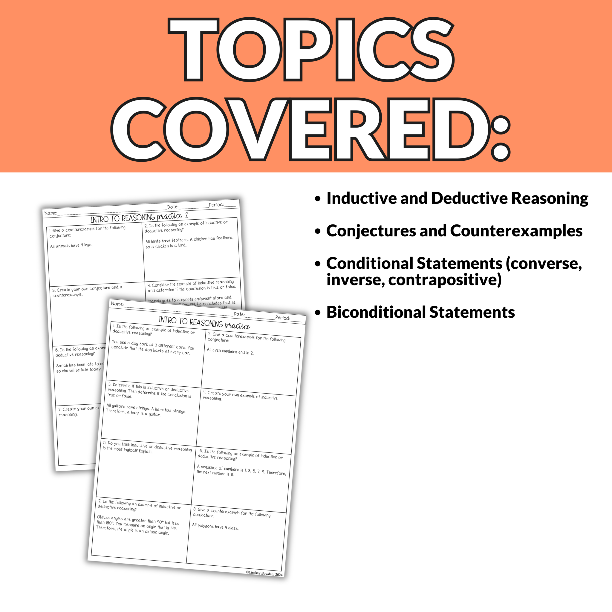 Logical Reasoning Guided Notes and Worksheets for 9th – 11th Grade ...