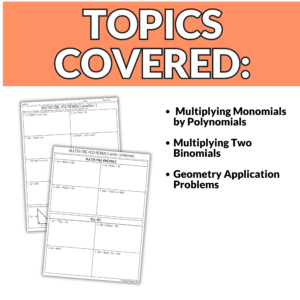 Multiplying Polynomials with Application Problems Notes & Worksheets ...