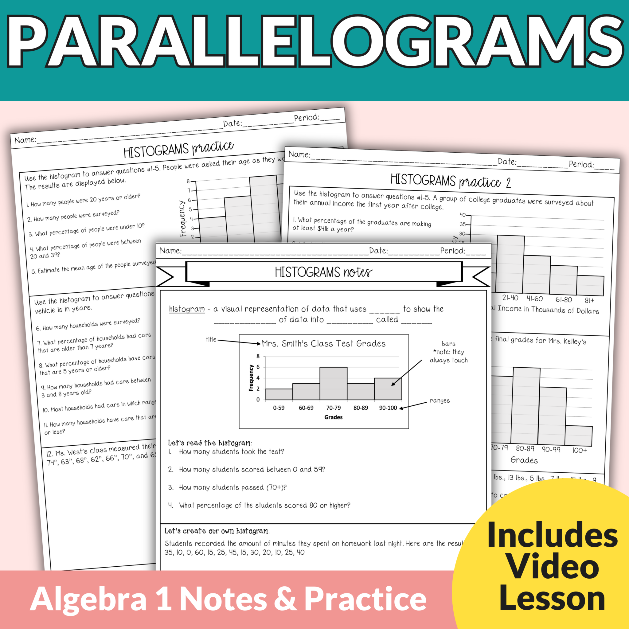 Parallelograms Guided Notes and Worksheets for 9th – 11th Grade ...