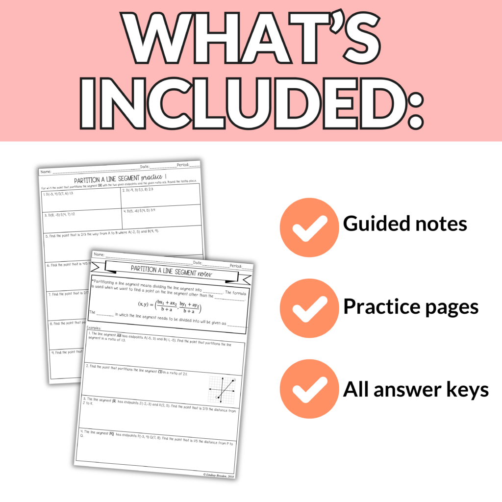 Partition a Line Segment Notes and Worksheets for 9th – 11th Grade ...