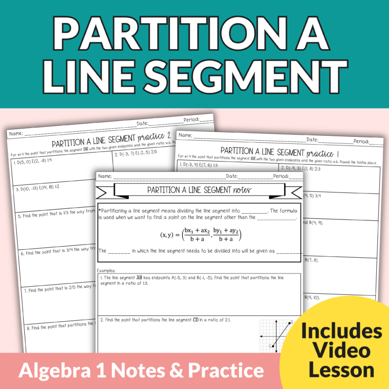 Partition a Line Segment Notes and Worksheets for 9th – 11th Grade ...