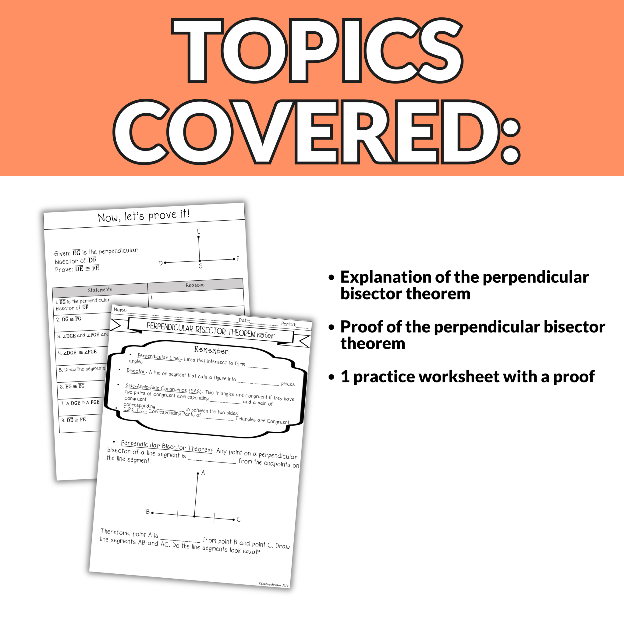 Perpendicular Bisector Theorem Notes and Worksheets for 9th – 11th ...