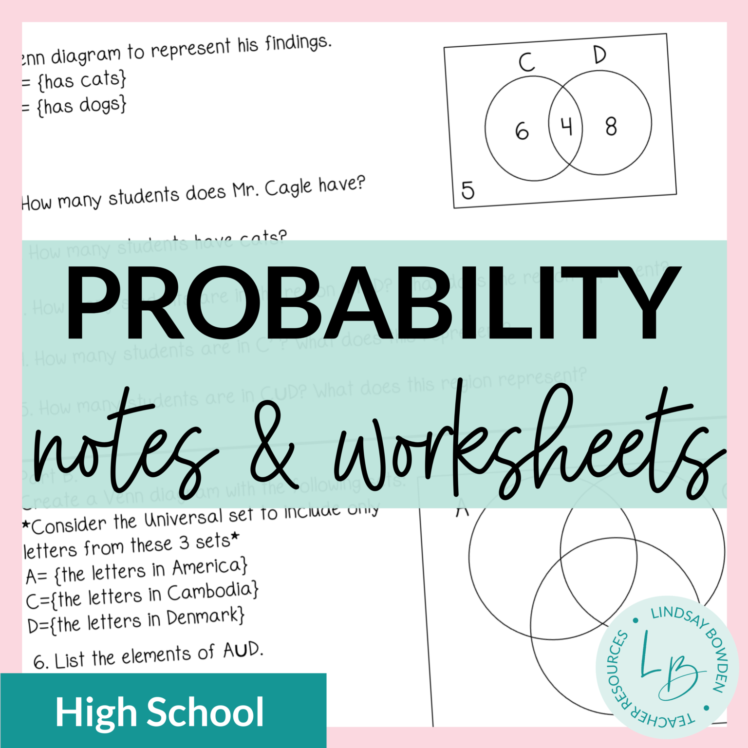 Probability Notes and Worksheets - Lindsay Bowden