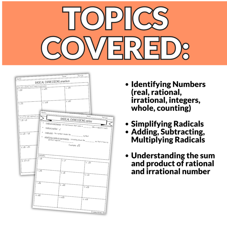 The Real Number System Notes and Worksheets - Lindsay Bowden