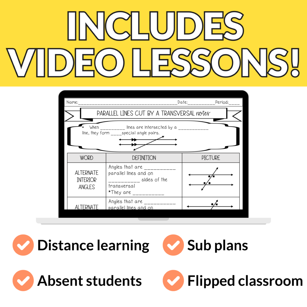 Special Angle Pairs Notes and Worksheets for 9th – 11th Grade Geometry ...