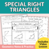 Special Right Triangles Notes and Worksheets for Grades 9th-11th ...