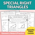 Special Right Triangles Notes and Worksheets for Grades 9th-11th ...