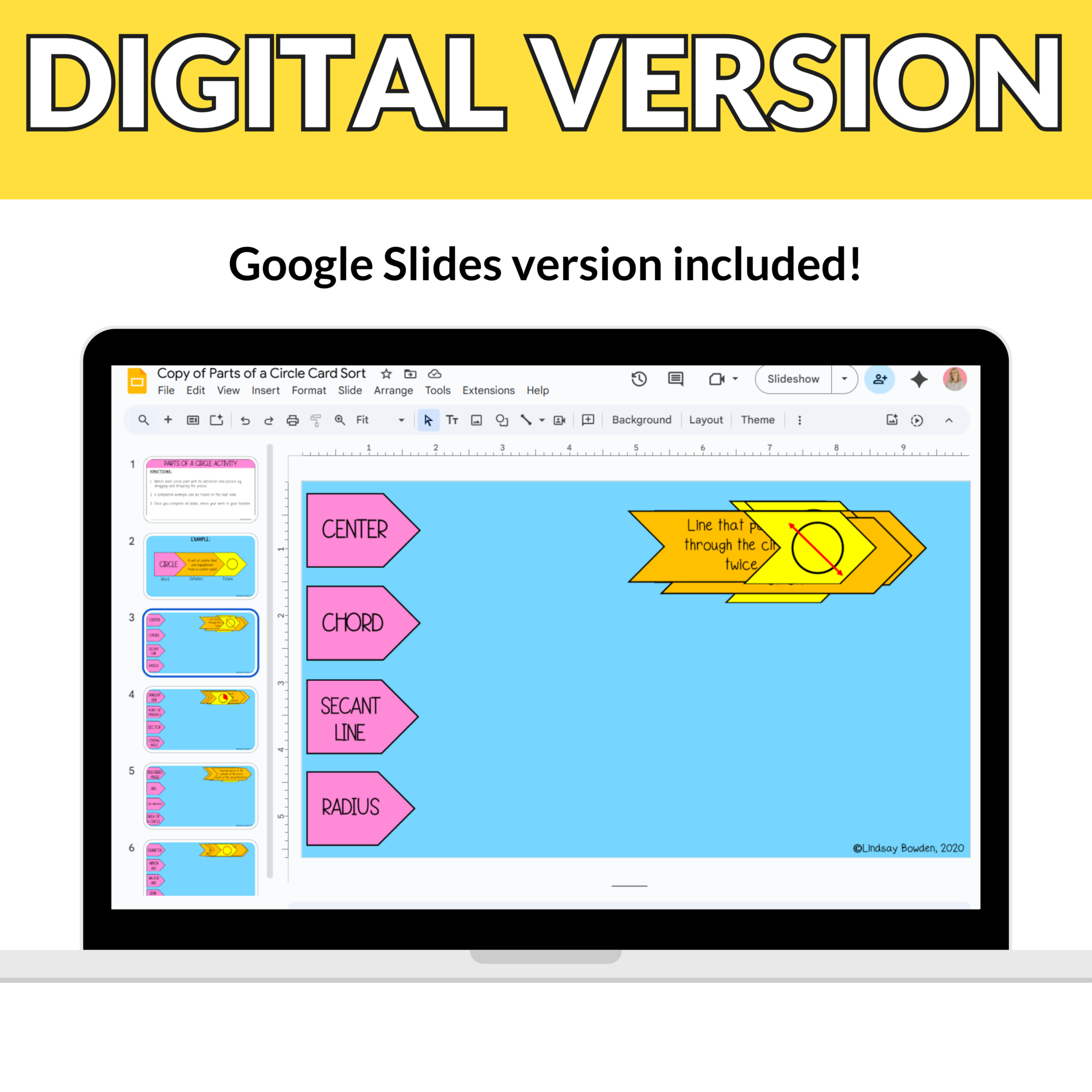 Parts of a Circle Card Sort - Lindsay Bowden