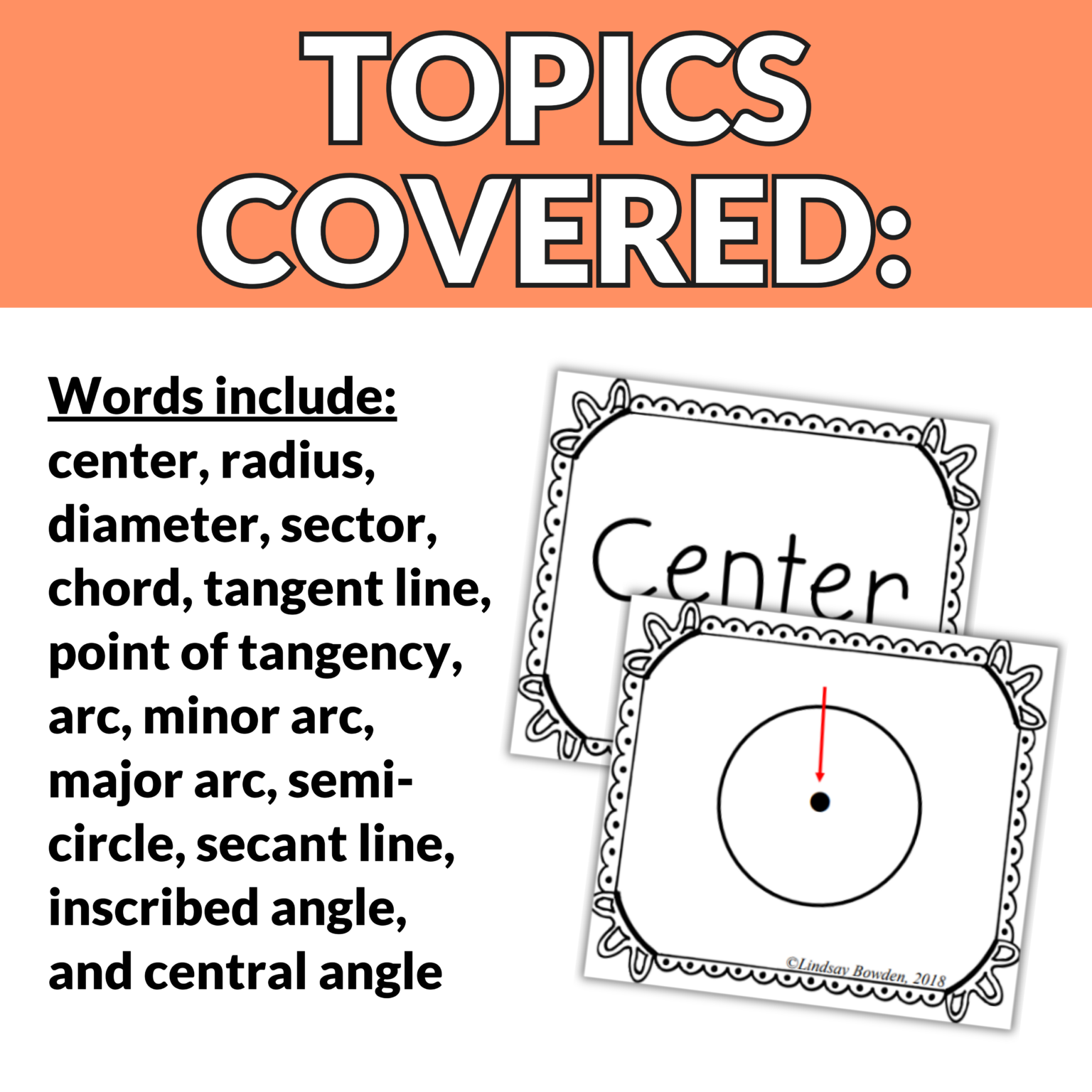 Parts of a Circle Card Sort - Lindsay Bowden
