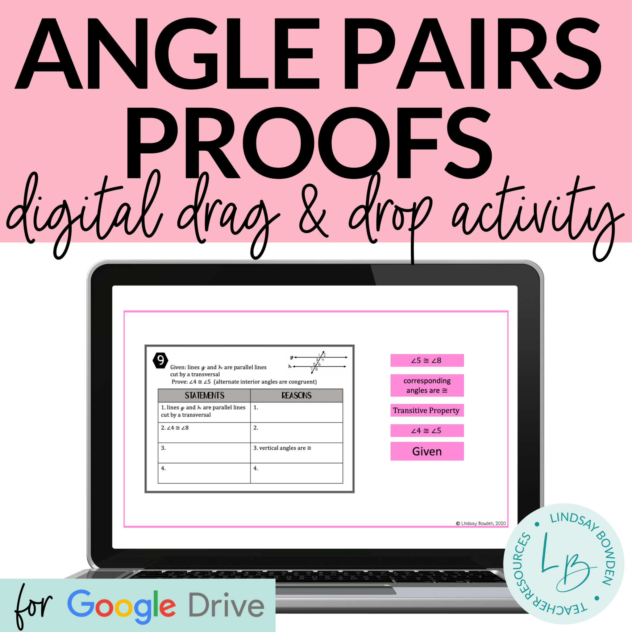 Special Angle Pairs Proofs Digital Activity - Lindsay Bowden