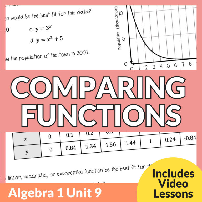 Linear, Quadratic, Exponential Unit (Algebra 1 Unit 9) Comparing ...