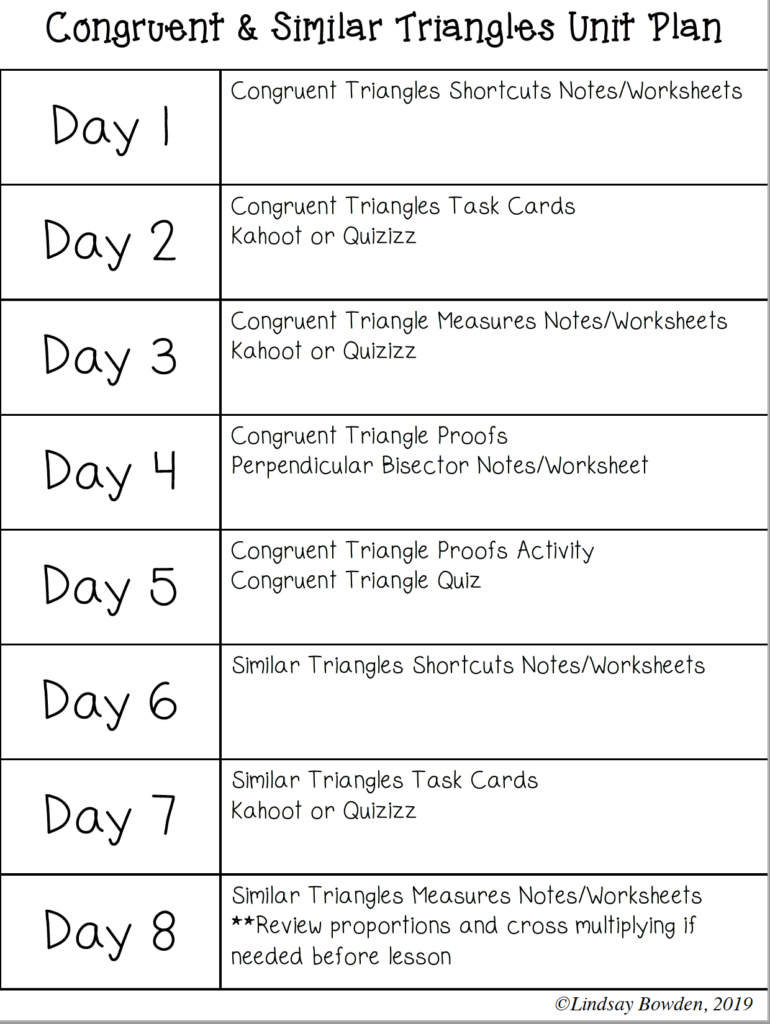 Congruent & Similar Triangles Unit (Geometry Unit 4) - Lindsay Bowden