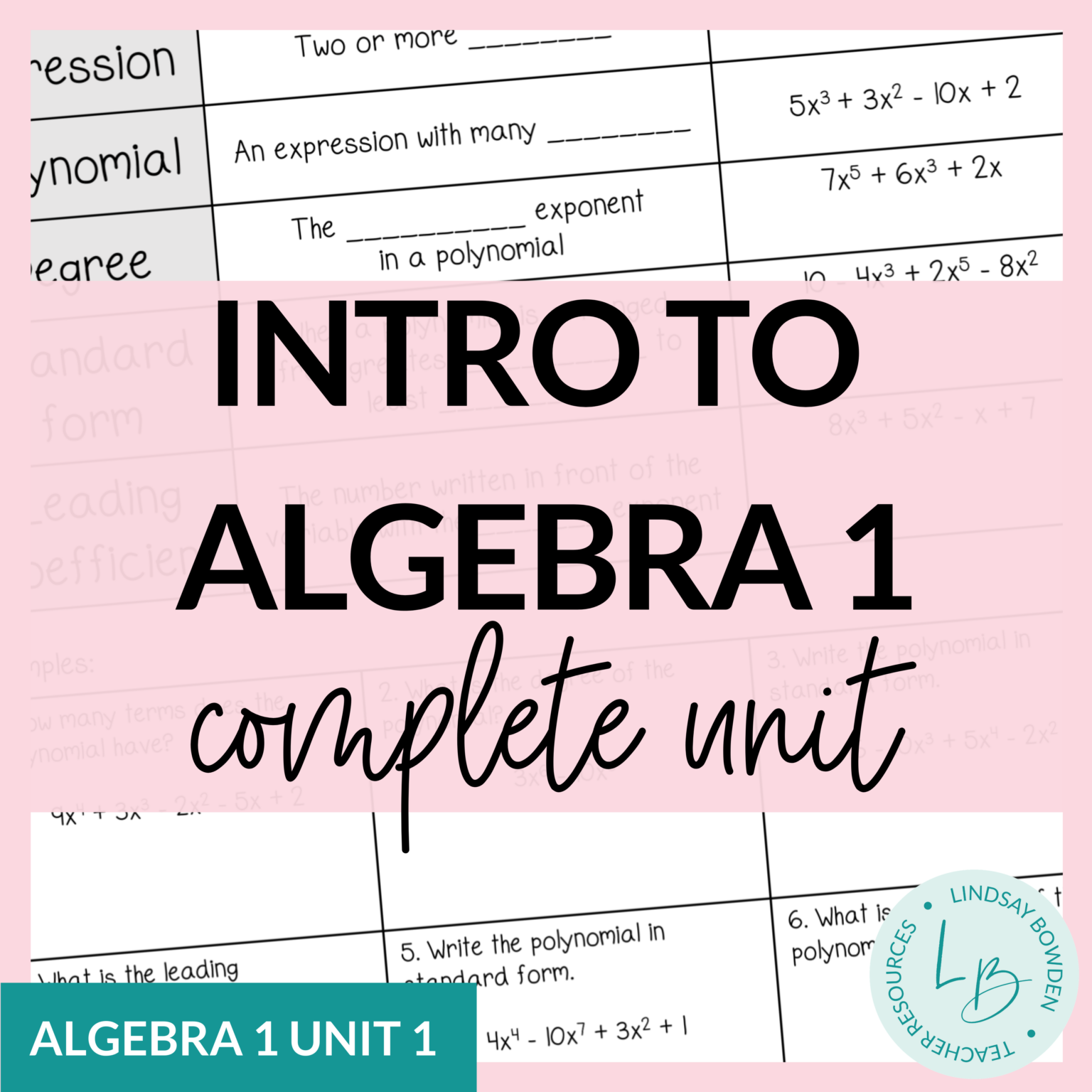 Intro to Algebra Unit Bundle (Algebra 1 Unit 1) - Lindsay Bowden
