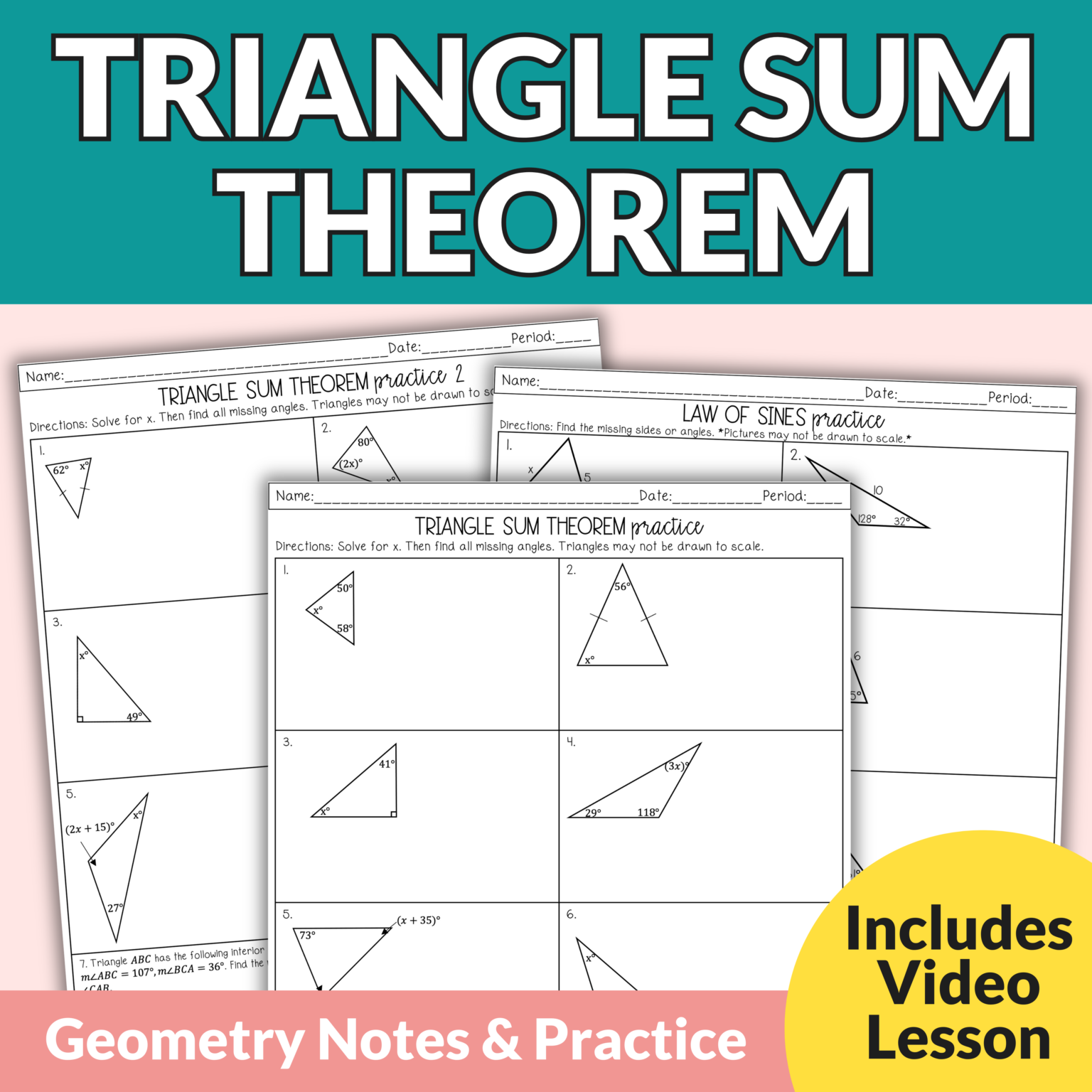 Similar Triangles Notes and Worksheets for 9th – 11th Grade Geometry ...