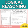 Editable Logical Reasoning Quiz with Answer Key for Geometry - Lindsay ...