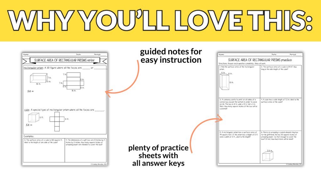 Surface Area Guided Notes and Worksheets for High School Geometry ...
