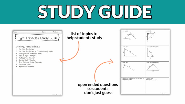 Right Triangle Trigonometry Editable Test & Study Guide for 9th-12th ...