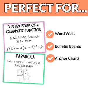 Solving and Graphing Quadratics Posters | Algebra 1 Anchor Charts ...
