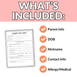 First Day of Middle School & High School | Student Information Sheet ...