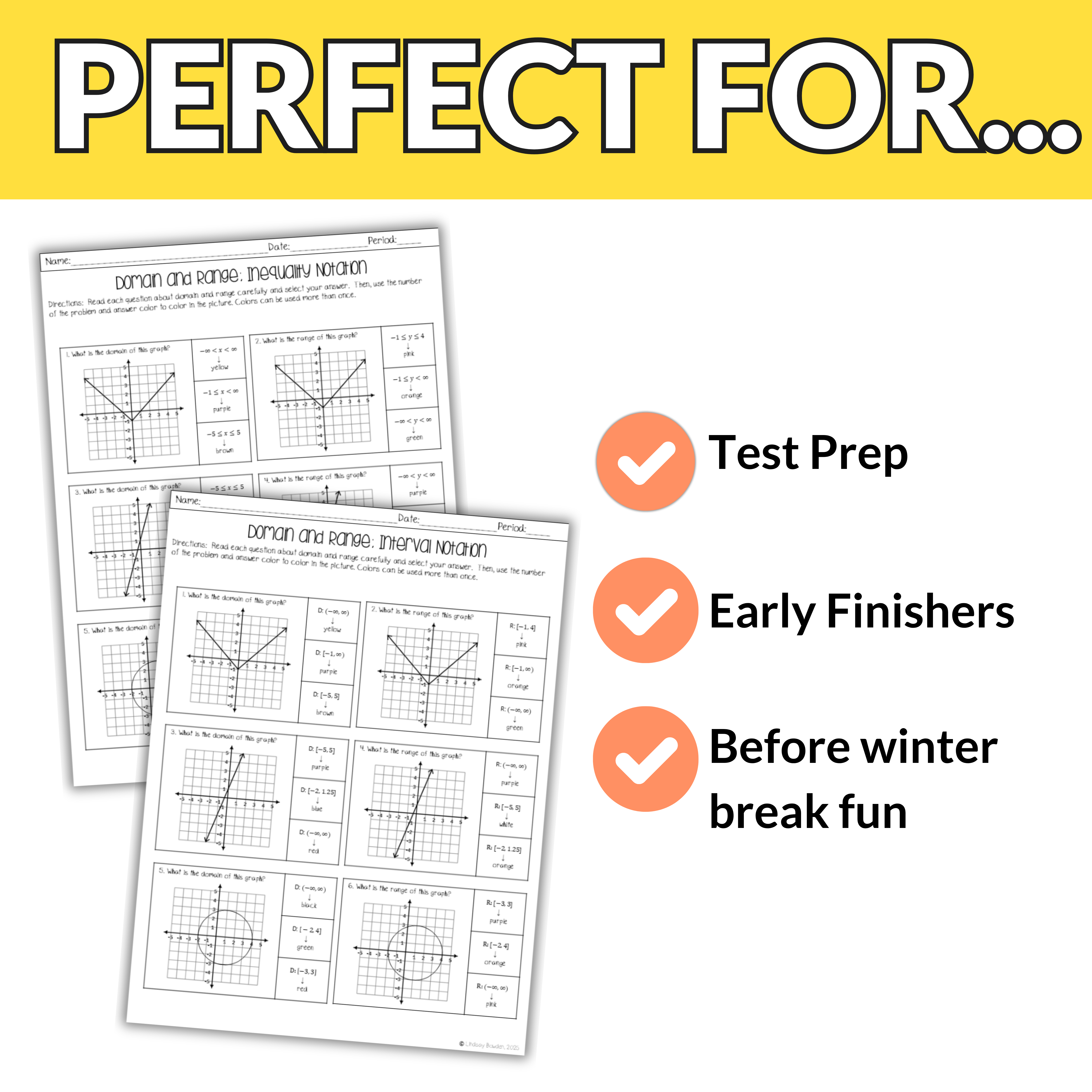 Domain and Range of Graphs Inequality and Interval Notation Algebra 1 ...