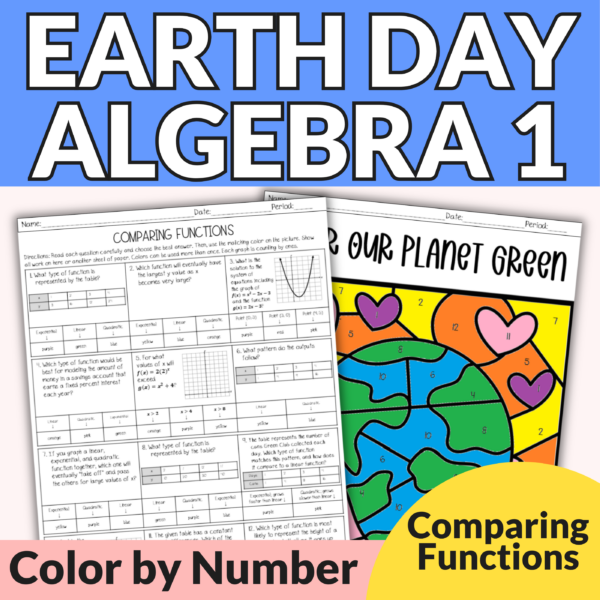 Algebra Comparing Functions Earth Day Coloring Activity - Lindsay Bowden